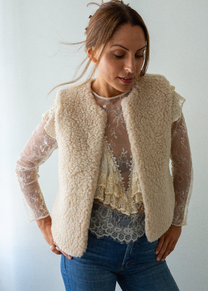 Merino Wool Gilet Cream | Women’s Lightweight Wool Gilet - The Small Home