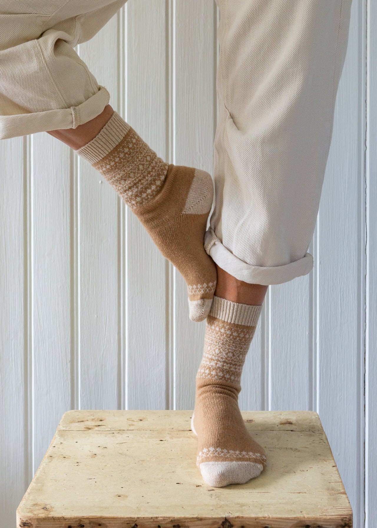 Luxury Fair Isle Socks - Camel - The Small Home